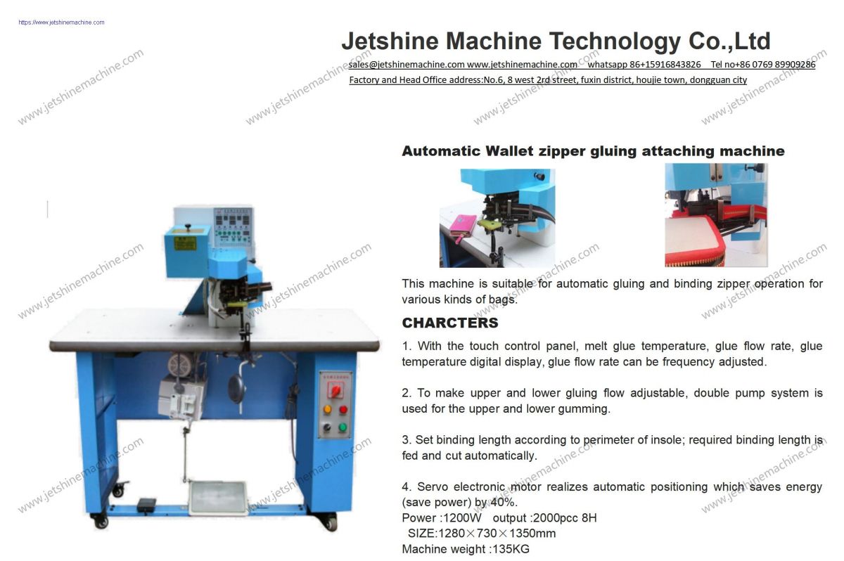 Wallet zipper glue attaching machine