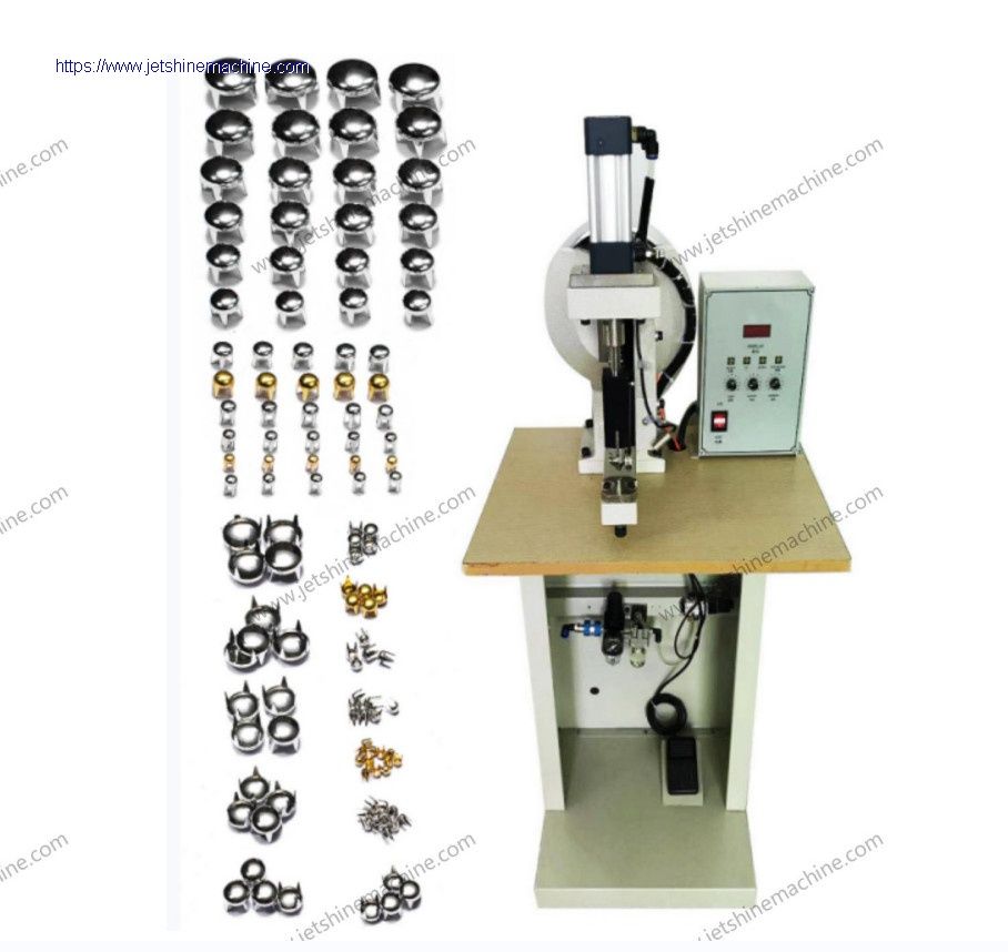 Four claw nail stud attaching machine for leather goods